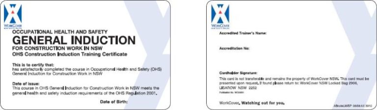 Recognition of General Construction Induction Training Cards